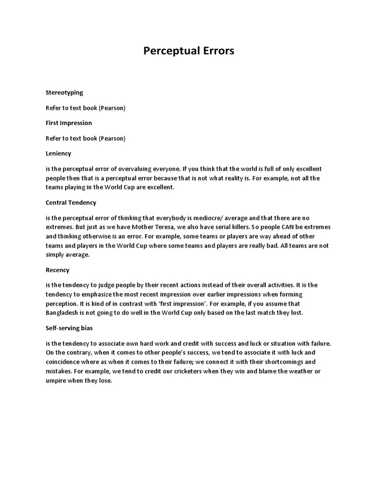 Perceptual Errors | PDF