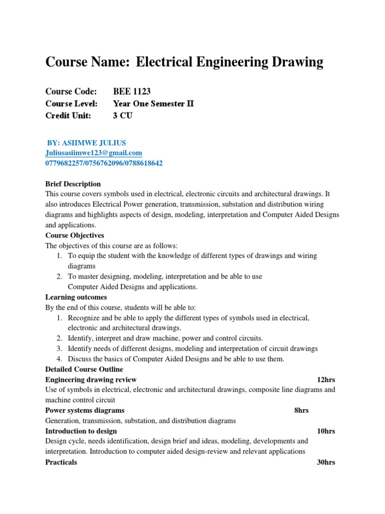 Electrical Engineering Drawing Course | PDF | Design | Engineering