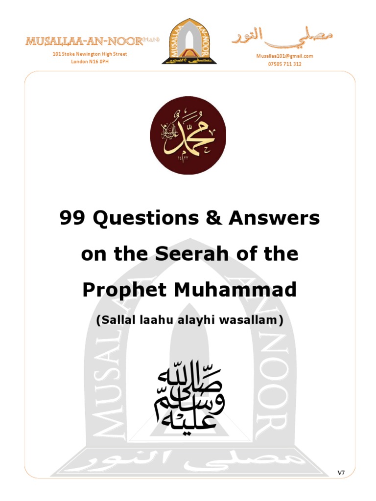 Seerah - 99 Questions - NEW - 2 Column - All Questions - For ALL - V7 | PDF | Muhammad | Ali
