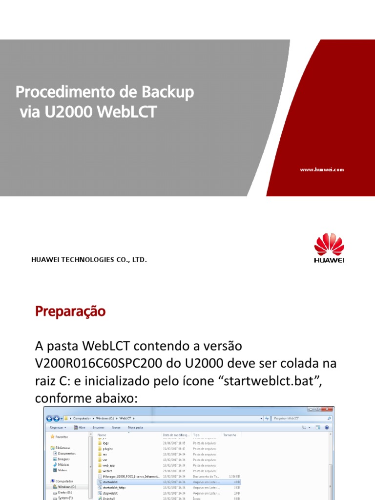 Procedimento Backup Via U2000 WebLCT | PDF | Programas | Informática