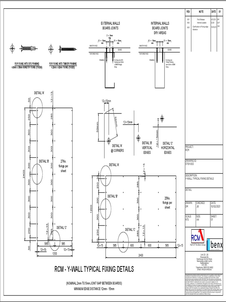 RCM Y WALL Board Fixing Guides - ST101 003 | PDF