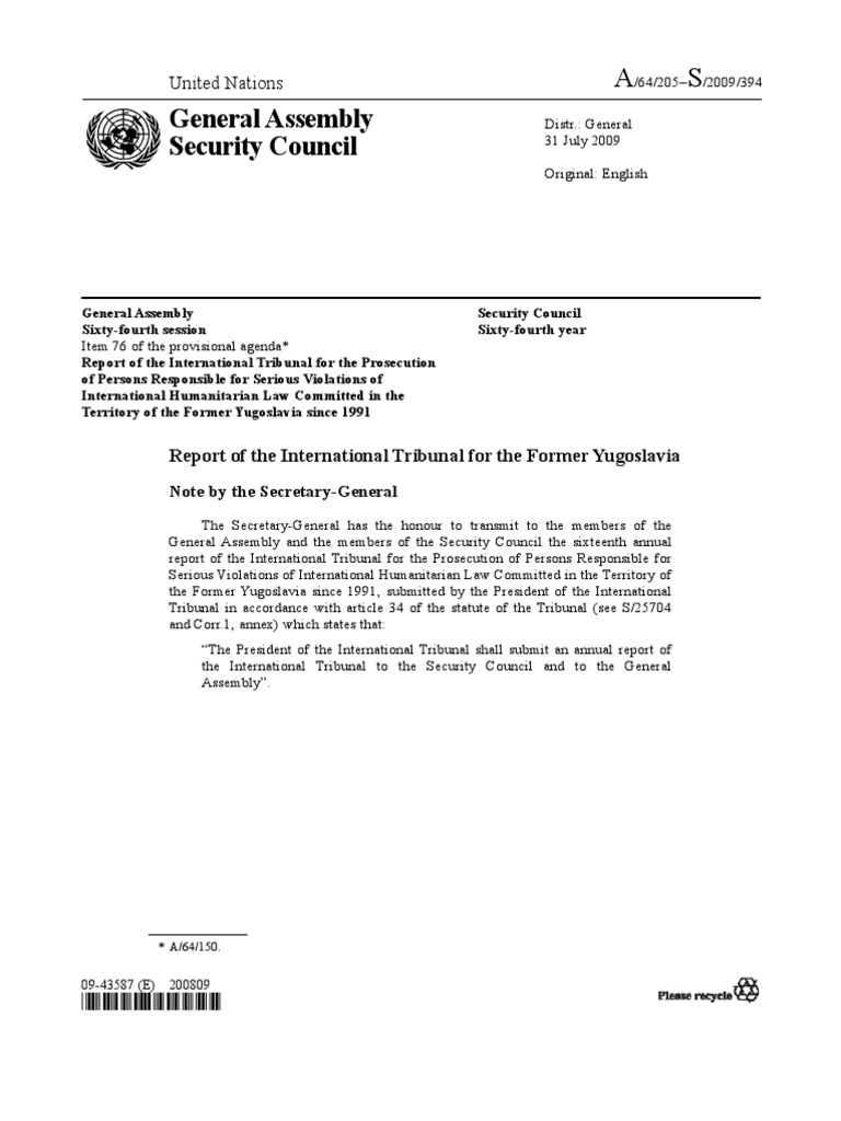 General Assembly Security Council: United Nations | PDF | Plea | Genocides