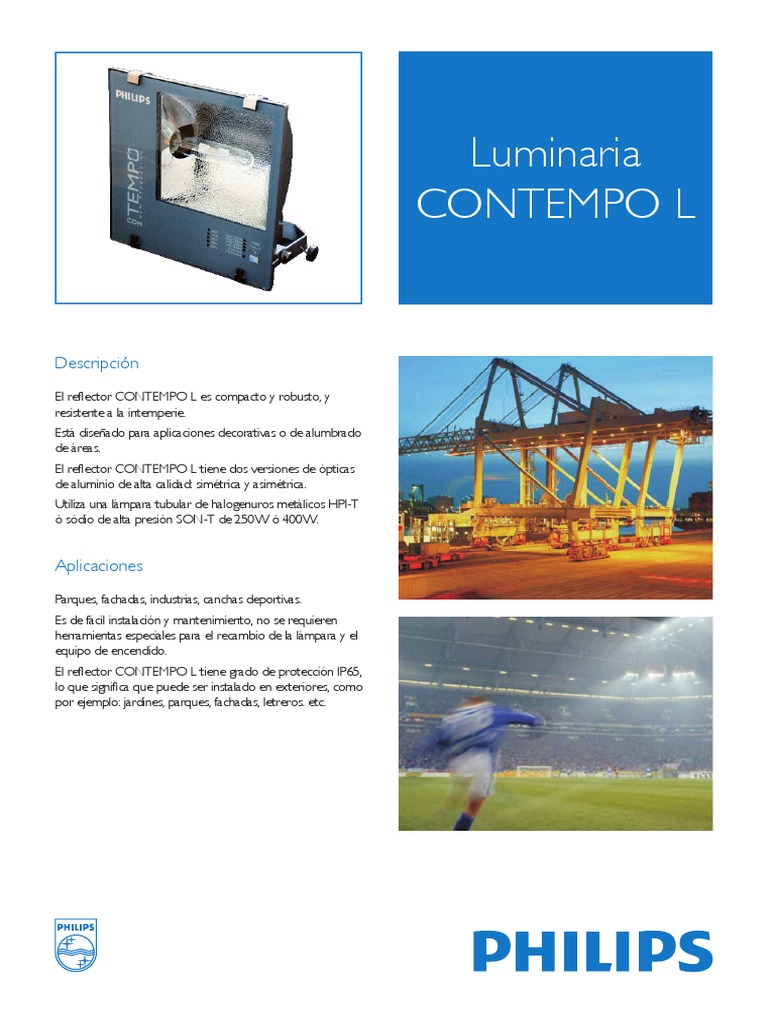 Ficha Tecnica Reflector Contempo 400w-Philips | PDF | Aluminio