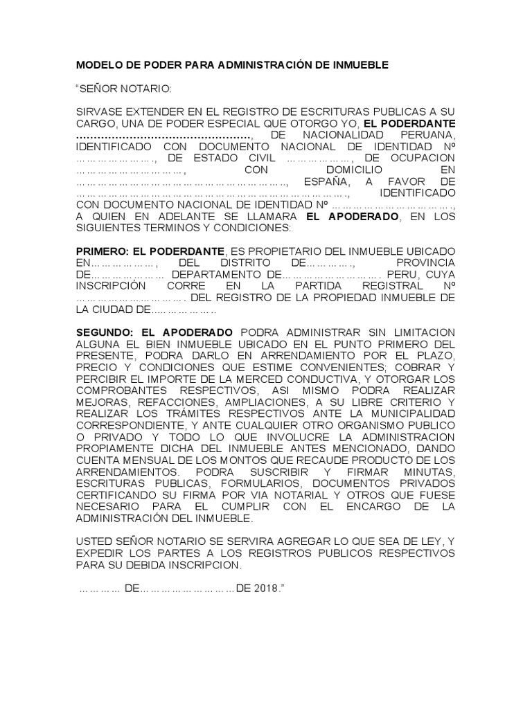 Mod Poder Administracion de Inmueble | PDF