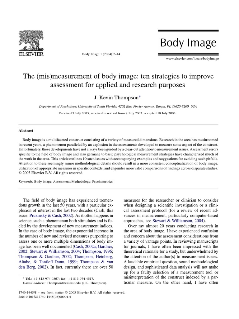 2004 - THOMPSON - The (Mis) Measurement of Body Image Ten Strategies To ...