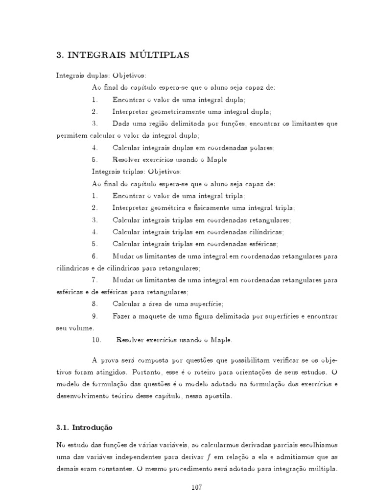 Integrais Duplas Triplas E Coodenadas Polares Pdf Integrante Cálculo