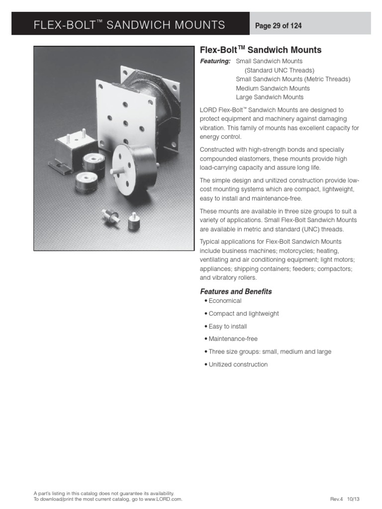 Flex-Bolt Sandwhich Mounts | PDF | Manufactured Goods | Mechanical ...