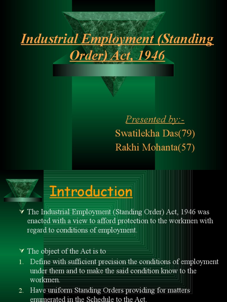 Industrial Employment (Standing Order) Act | PDF | Employment | Labour Law
