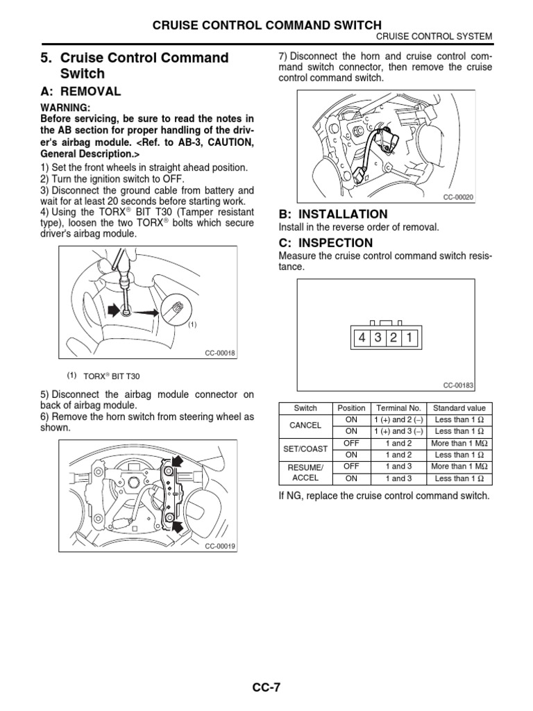 Cruise Control Command Switch | PDF | Switch | Electricity