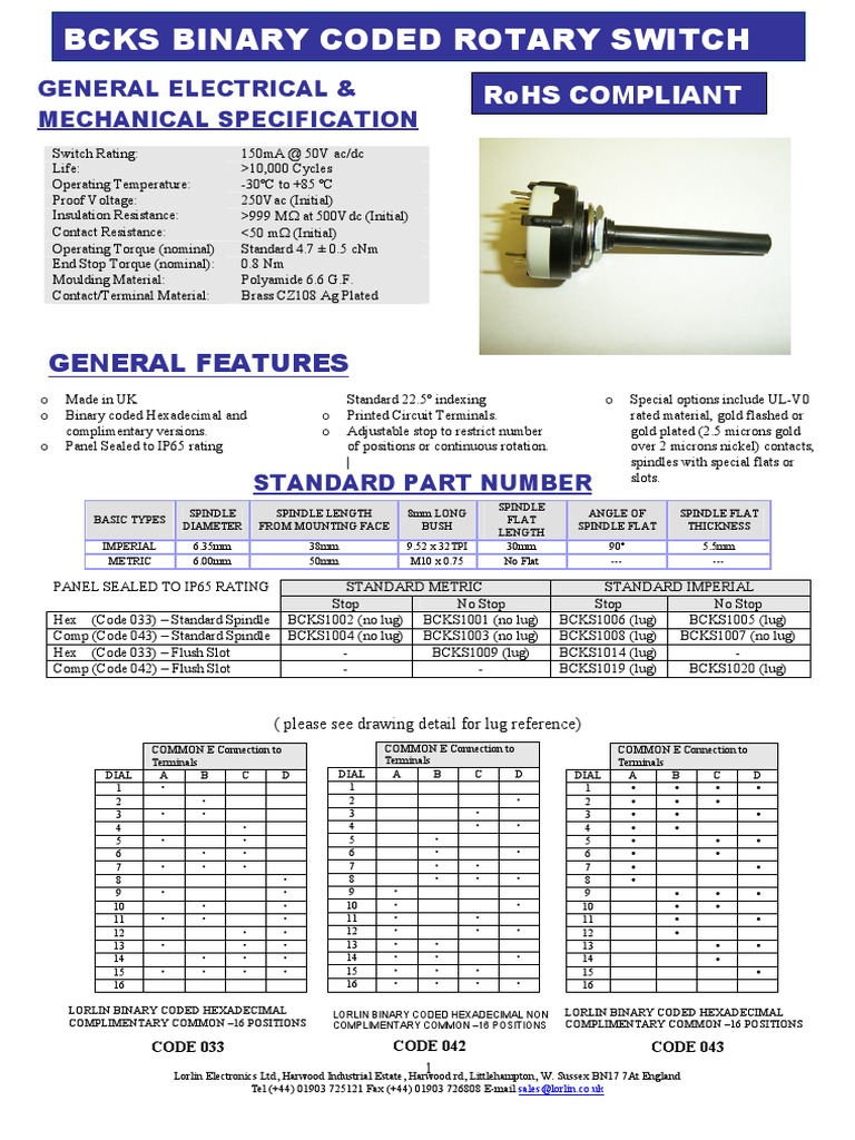 Switch Binary 16 Positions Pdf Switch Components