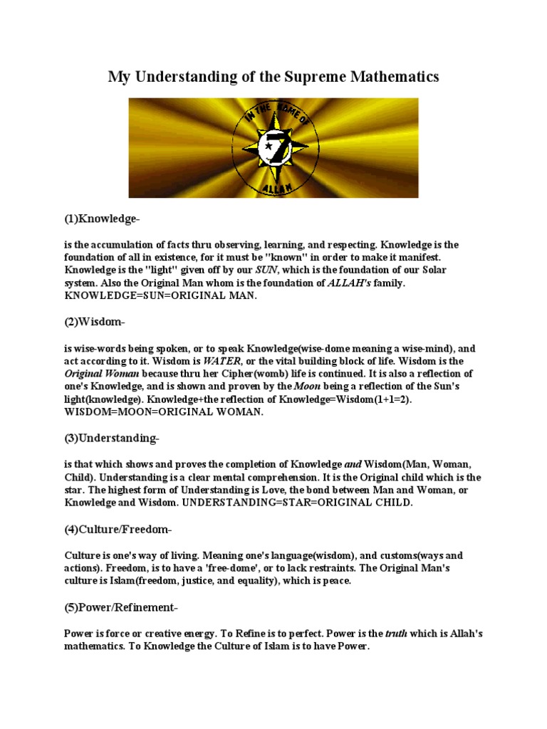 Understanding of Supreme Mathematics | PDF | God In Islam | Wisdom