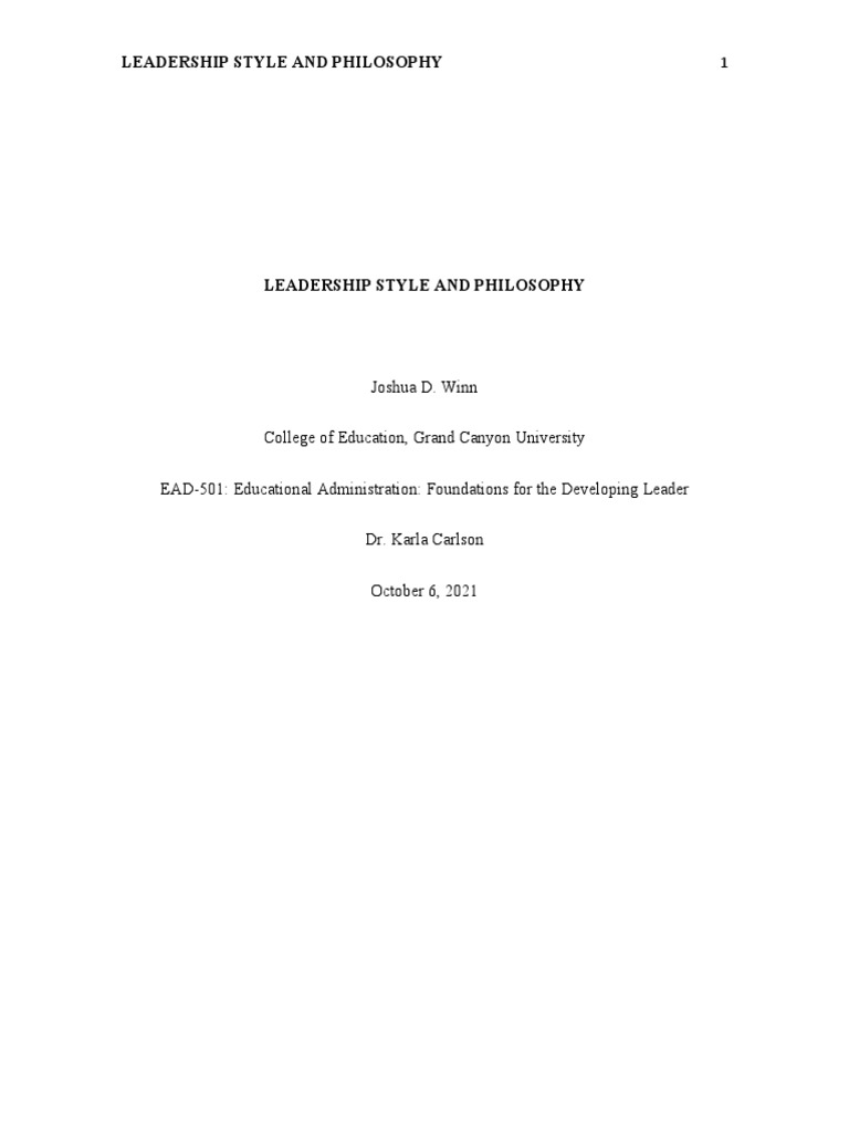 Leadership and Philosophy Essay | PDF | Leadership | Servant Leadership