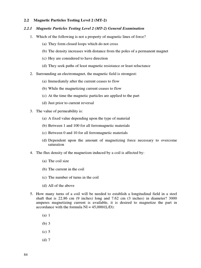 IAEA TEST QUESTIONS MT Level II | PDF | Inductor | Magnetic Field