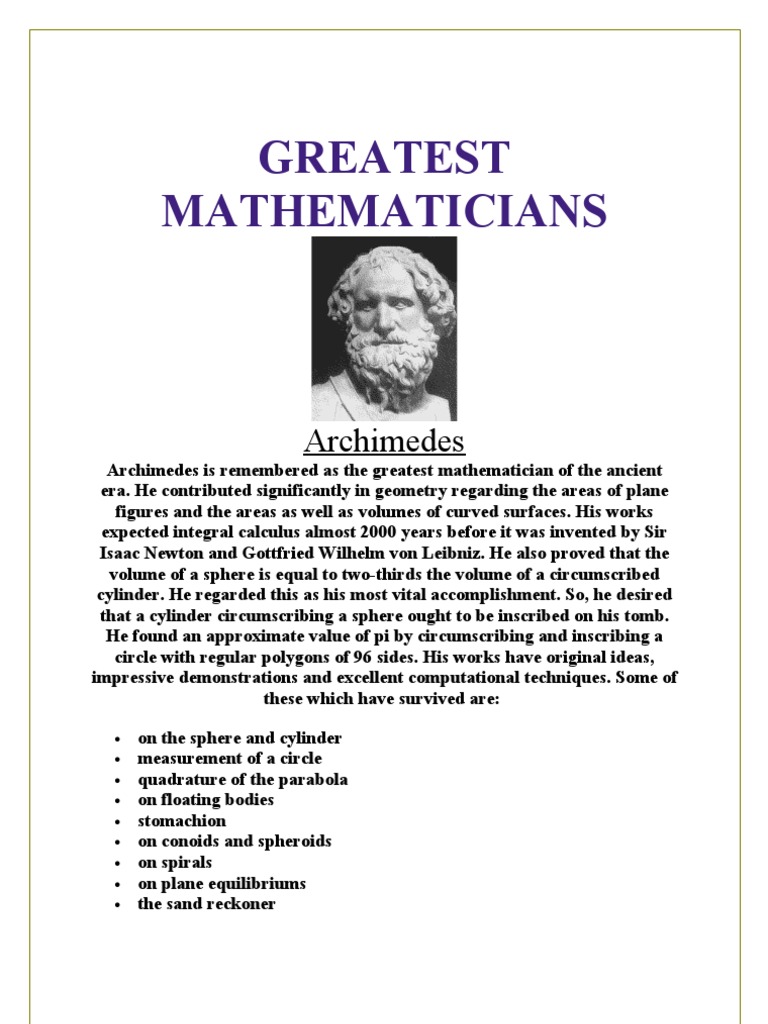 Greatest Mathematicians | PDF | Teaching Mathematics | Differential ...