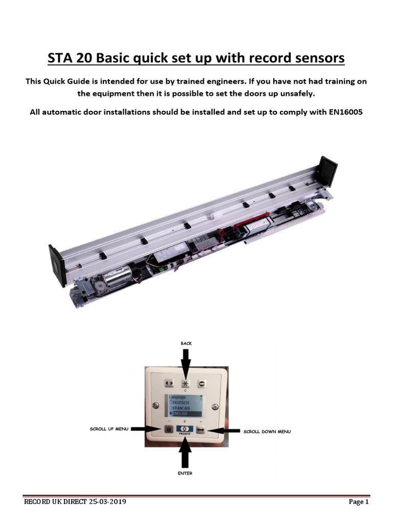 STA20 BasicQuickSetUpwithQRCode | PDF | Door | Manufactured Goods
