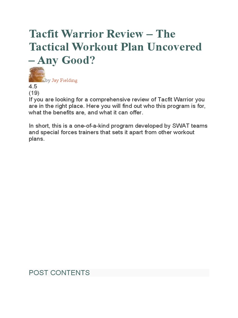 Tacfit Warrior Review | PDF | Physical Fitness | Strength Training