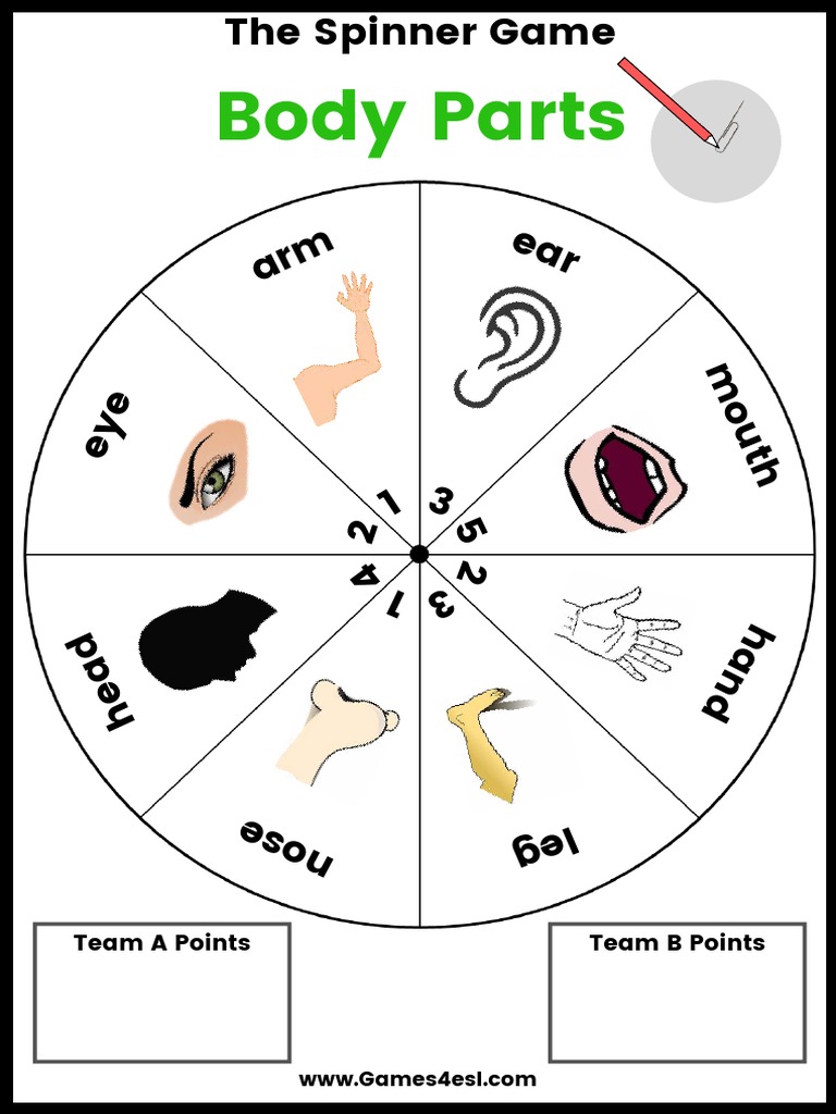 Body Parts Board Game Spinner Game | PDF