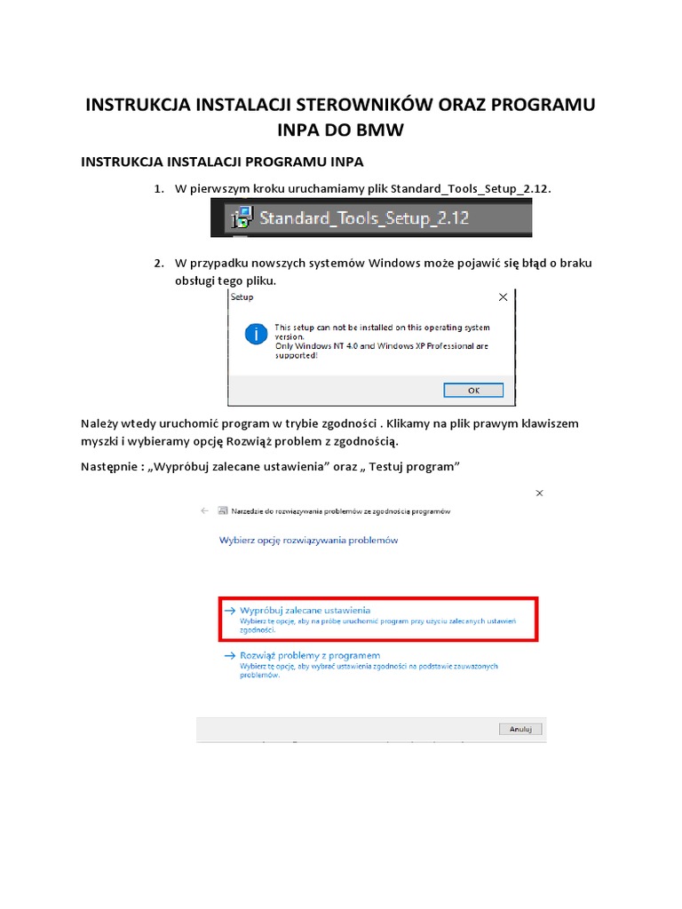 Instrukcja Instalacji Sterowników I Programu INPA | PDF