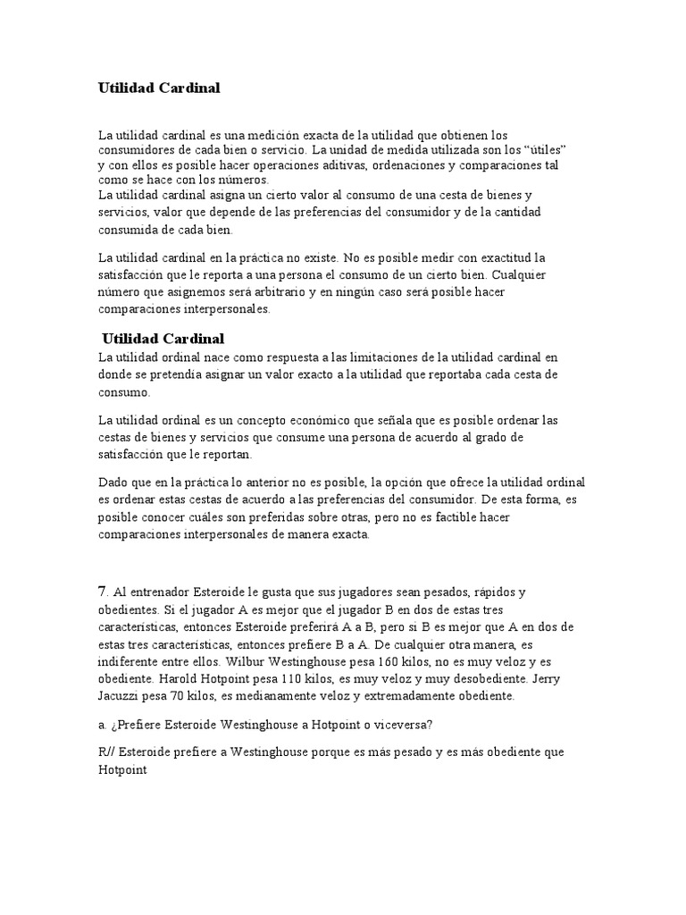 Utilidad Cardinal | PDF | Utilidad | Microeconomía