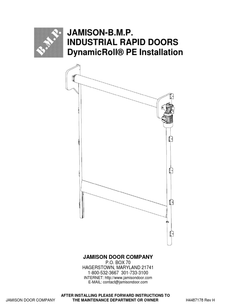 Jamison-B.M.P. Industrial Rapid Doors Dynamicroll® Pe Installation | PDF | Drill | Door