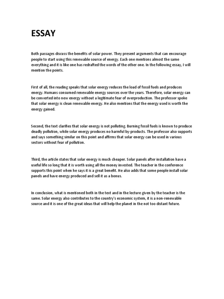 Essay Solar Energy | PDF