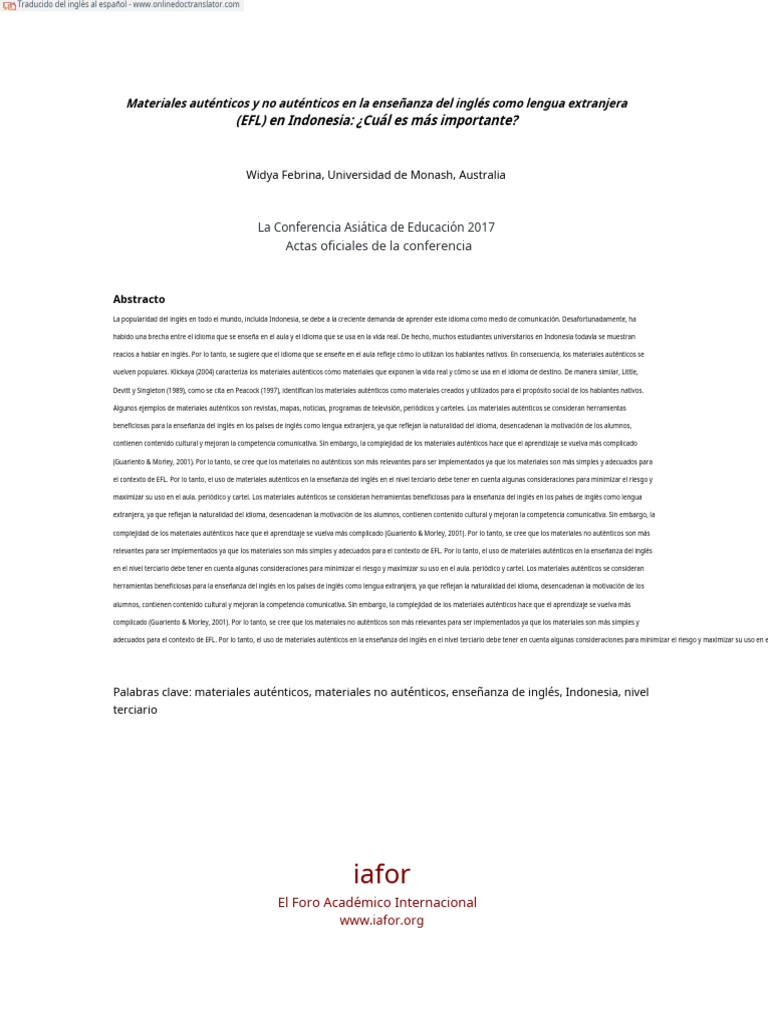Authentics Vs Non-Authentic Materials Traduccion | PDF | Salón de ...