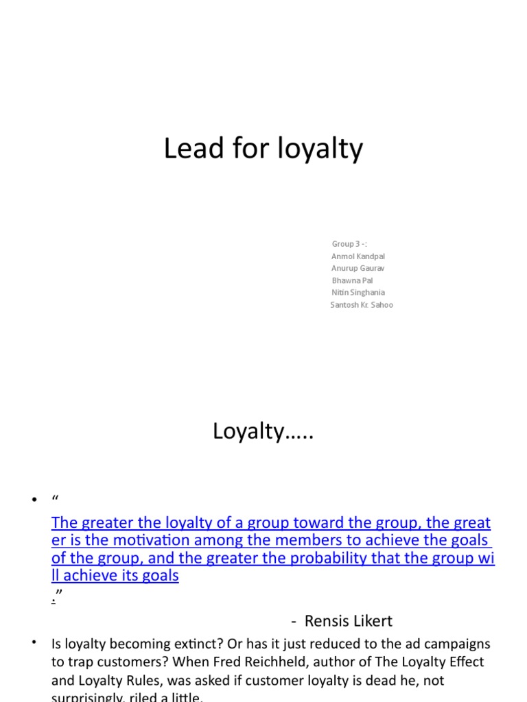 Lead For Loyalty | PDF | Loyalty | Leadership