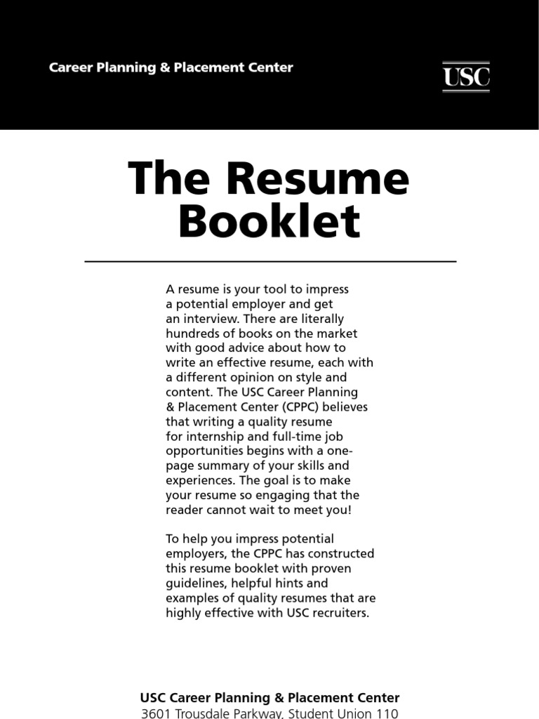 Resume Booklet Web | PDF | University Of Southern California | Résumé