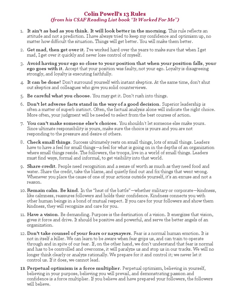 It Worked For Me - Powell's 13 Ruled | PDF | Human Nature | Psychology