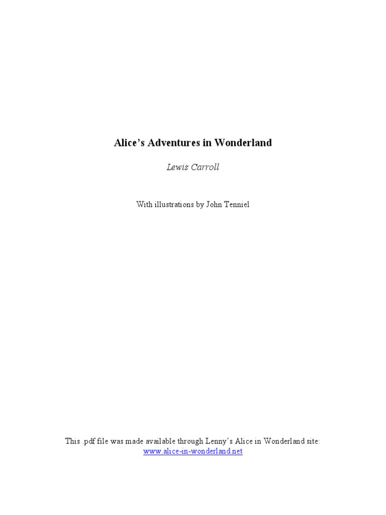 Alice's Adventures in Wonderland: Lewis Carroll | PDF | General Fiction