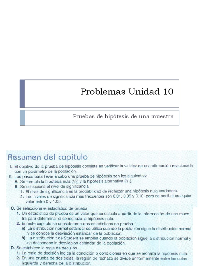 Pruebas de Hipótesis: Análisis Unidad 10 | PDF