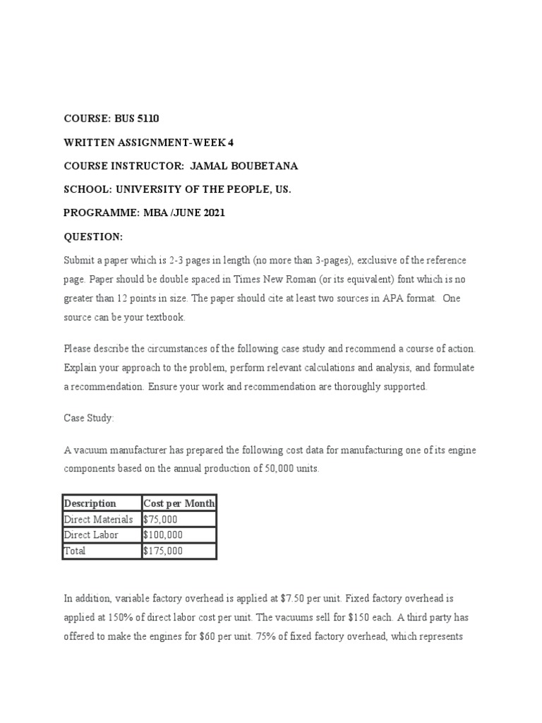 Bus 5110-WK 4-Written Assignment | PDF | Economies | Business