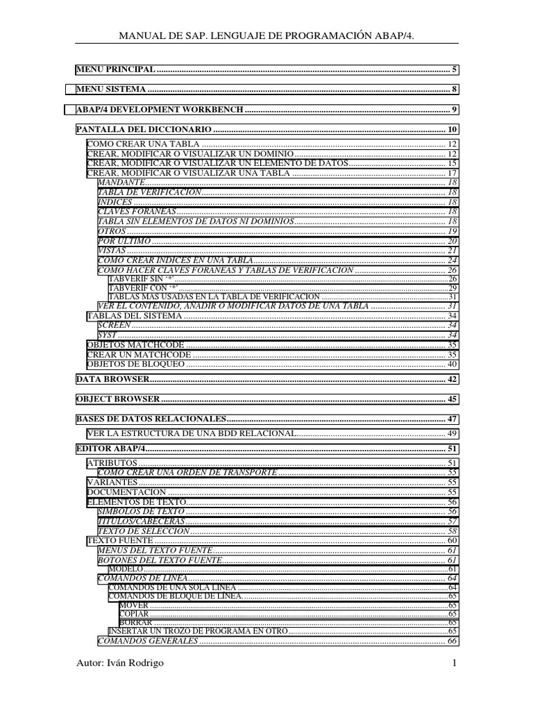 Manual de Sap (Parte 1 ABAP) | PDF | Lenguaje de programación ...