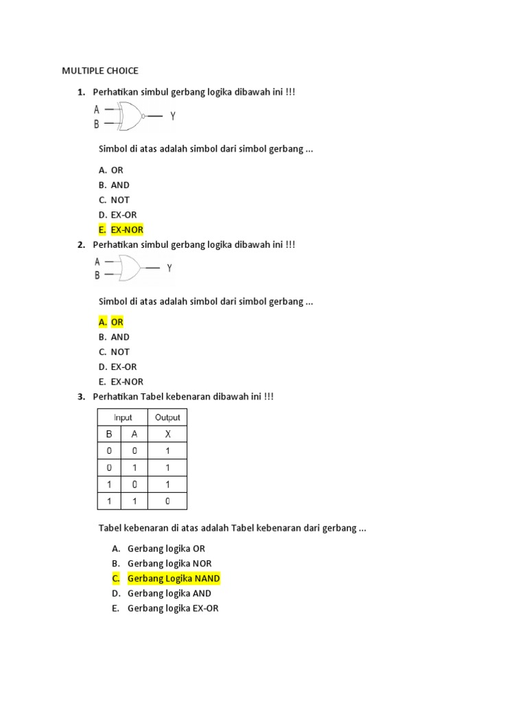 Latihan Soal XI TEI PRE (Jawaban) | PDF