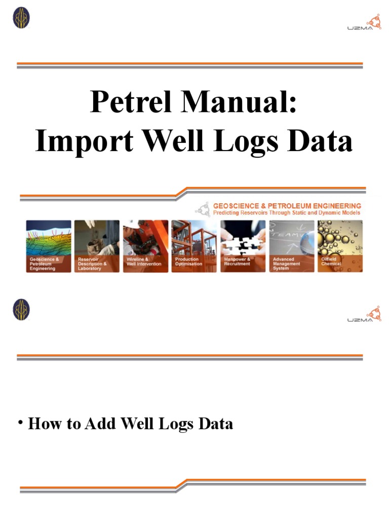 Petrel Manual: Import Well Logs Data | PDF | Computers | Technology & Engineering