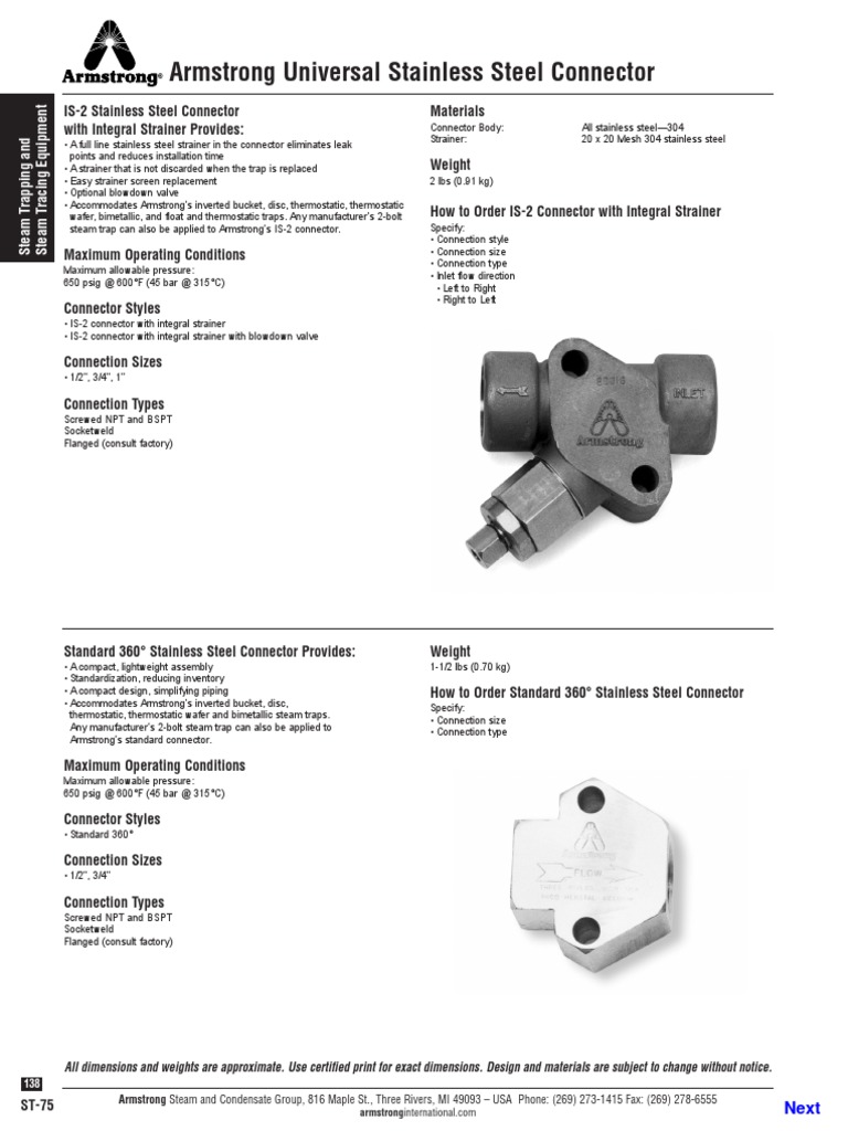 Armstrong Is 2 Stainless Steel Connector | PDF | Valve | Electrical ...