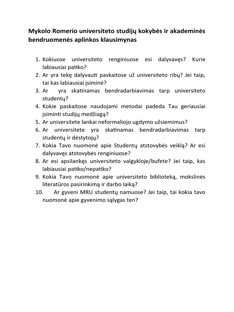 Mykolo Romerio Universiteto Studijų Kokybės Ir Akademinės Bendruomenės ...
