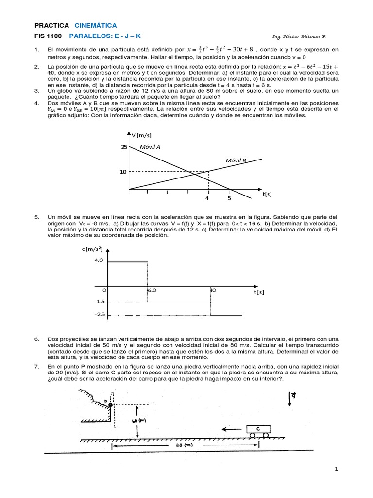 Practica de Cinematica 1 - 2021 | PDF | Aceleración | Velocidad