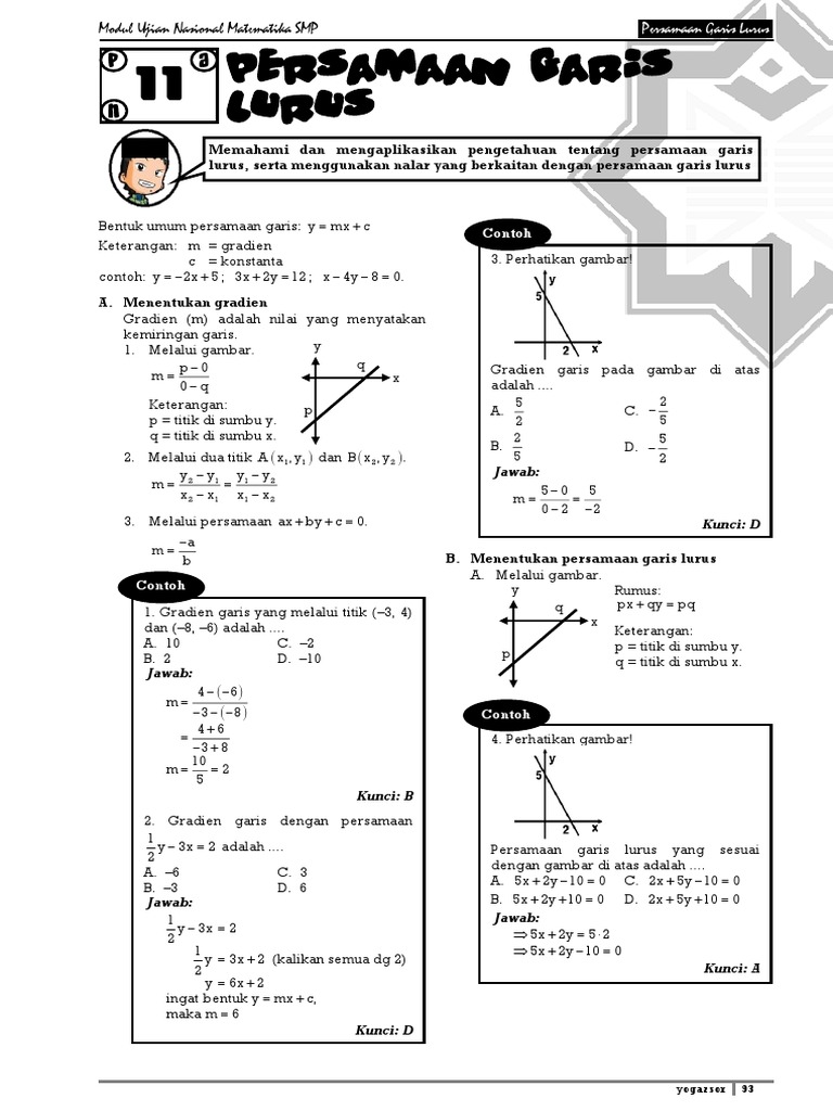 Materi Persamaan Garis Lurus Kelas 8 | PDF