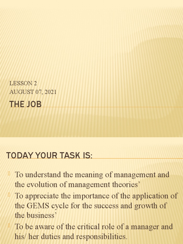 The Job: Lesson 2 AUGUST 07, 2021 | PDF | Employment | Business