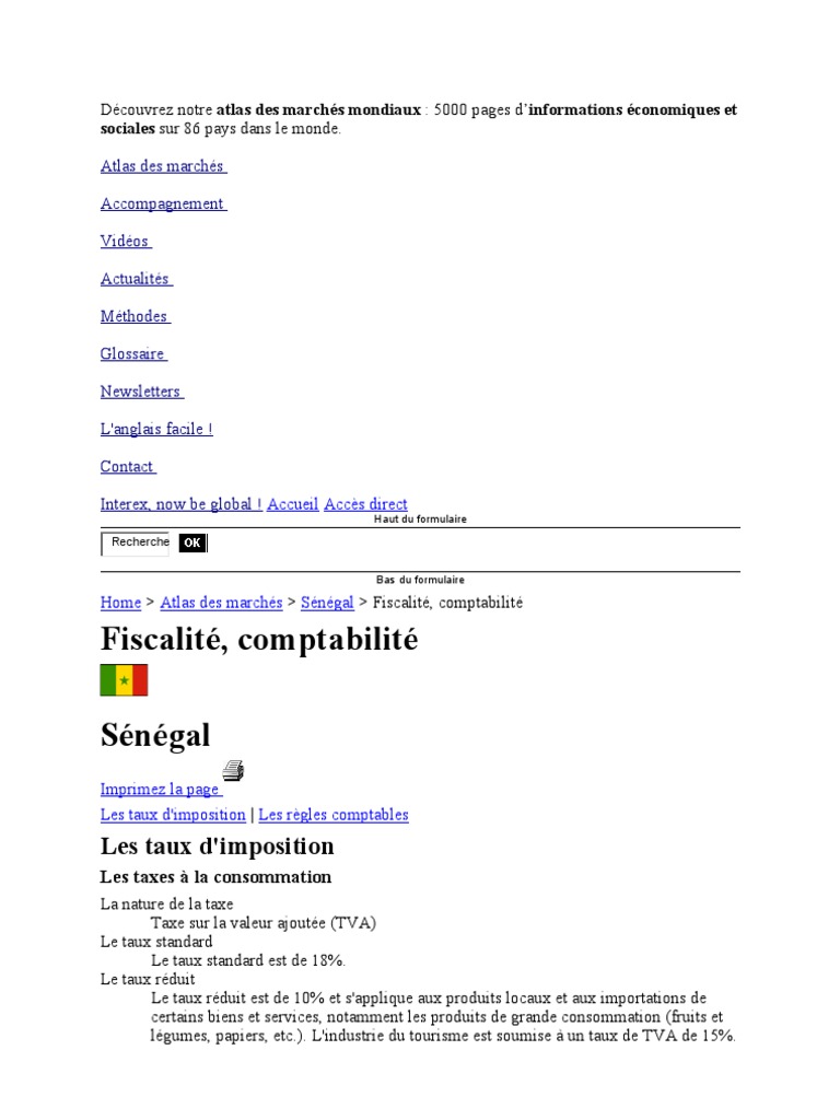 Fiscalite Du Senegal | PDF | Impôt sur le revenu | Impôts