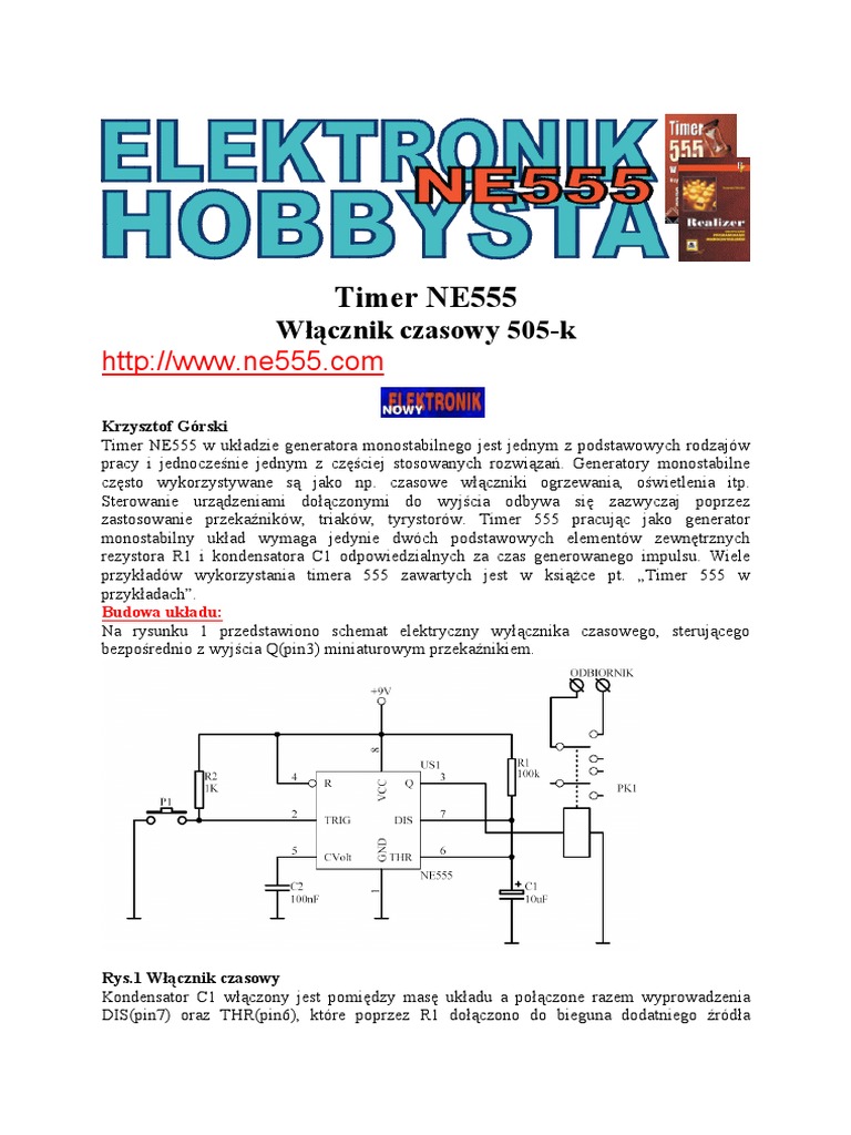 Timer Ne555 Wlacznik Czasowy | PDF