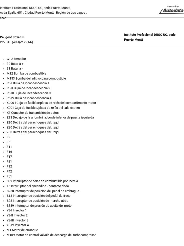 Wiring Diagram - Autodata Peugeot Boxer 3 | PDF | Inyección de ...