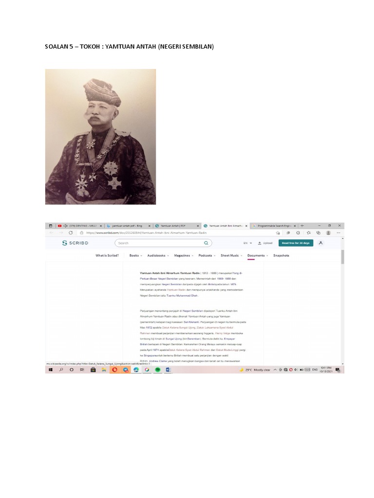 Sejarah Yamtuan Antah di Negeri Sembilan | PDF | Perjalanan