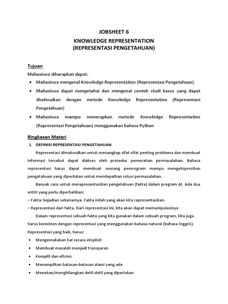 Jobsheet 6 - Knowledge Representation | PDF