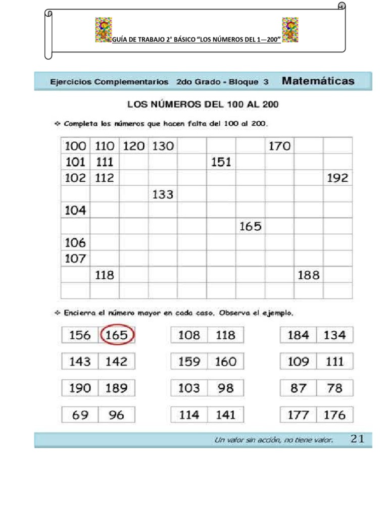 Guìa Nùmeros Del 100-200 | PDF