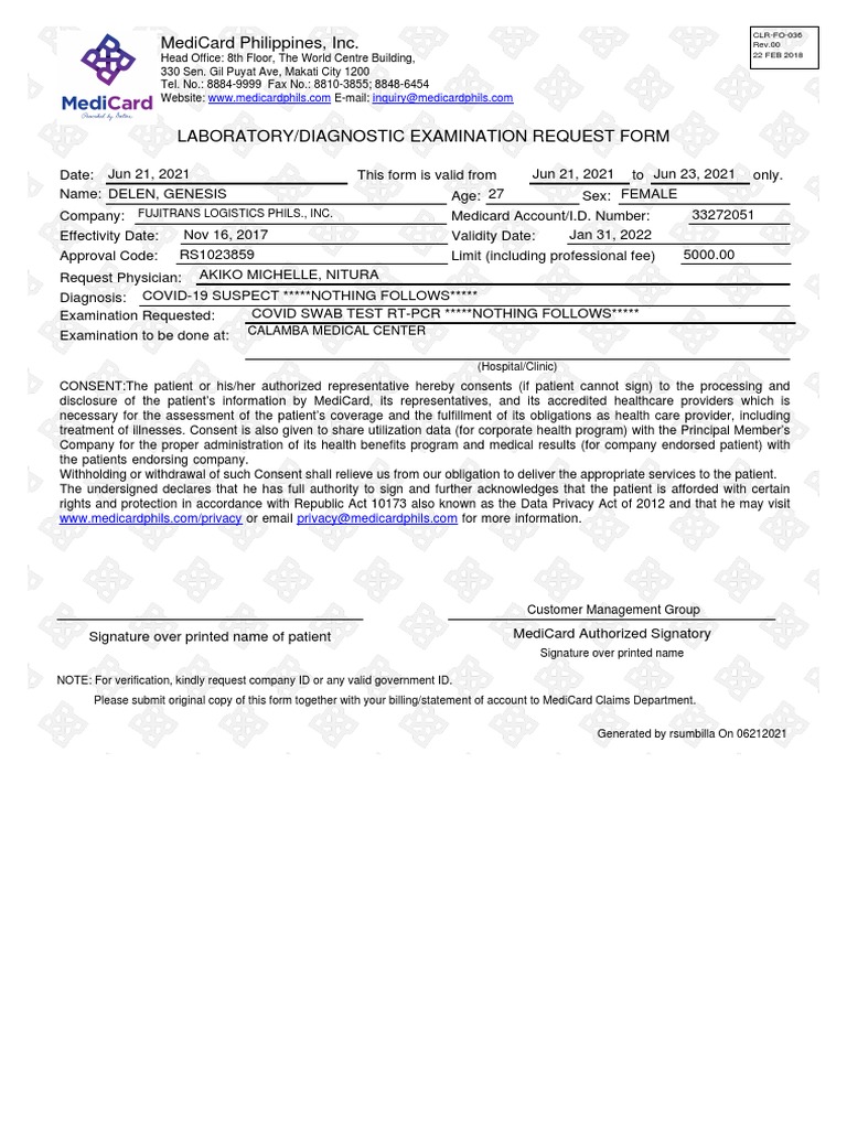 Mace Diagnostic Form Rs1023859 | PDF | Medicare (United States) | Patient