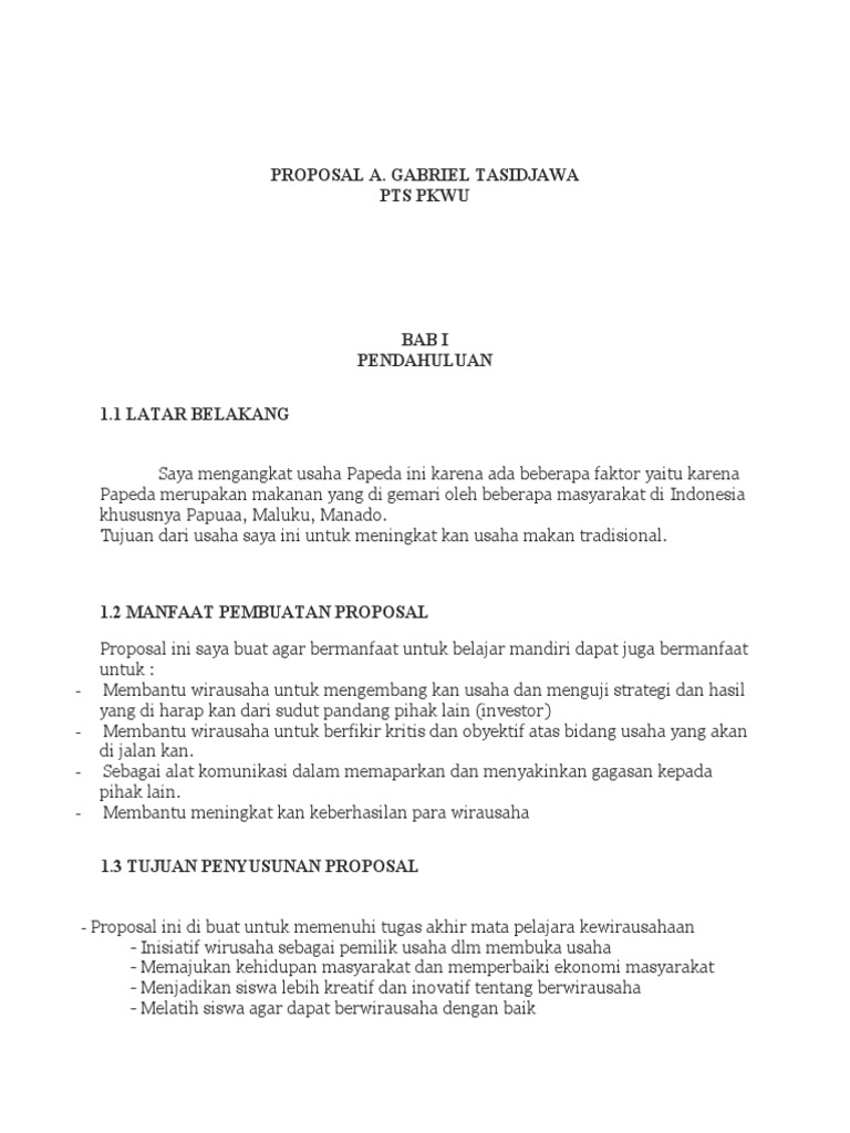 Proposal Pkwu Pts Gabriel | PDF