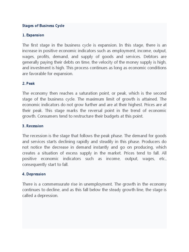 Stages of Business Cycle | PDF | Business Cycle | Recession