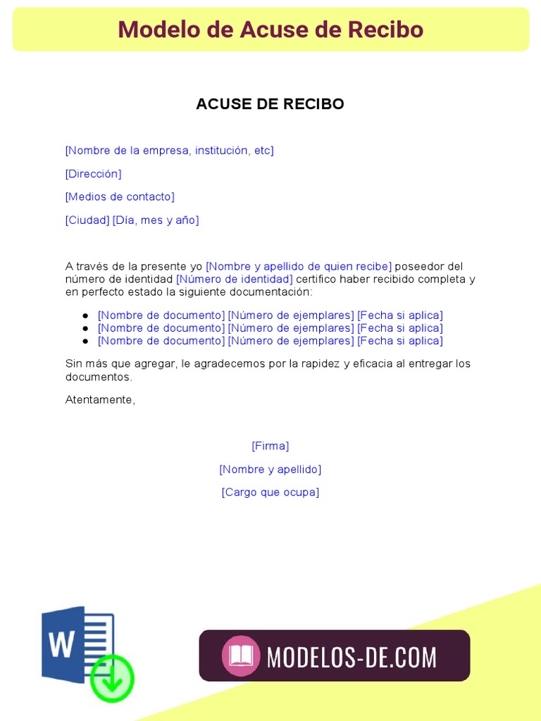 Modelo de Acuse de Recibo | PDF | Derecho